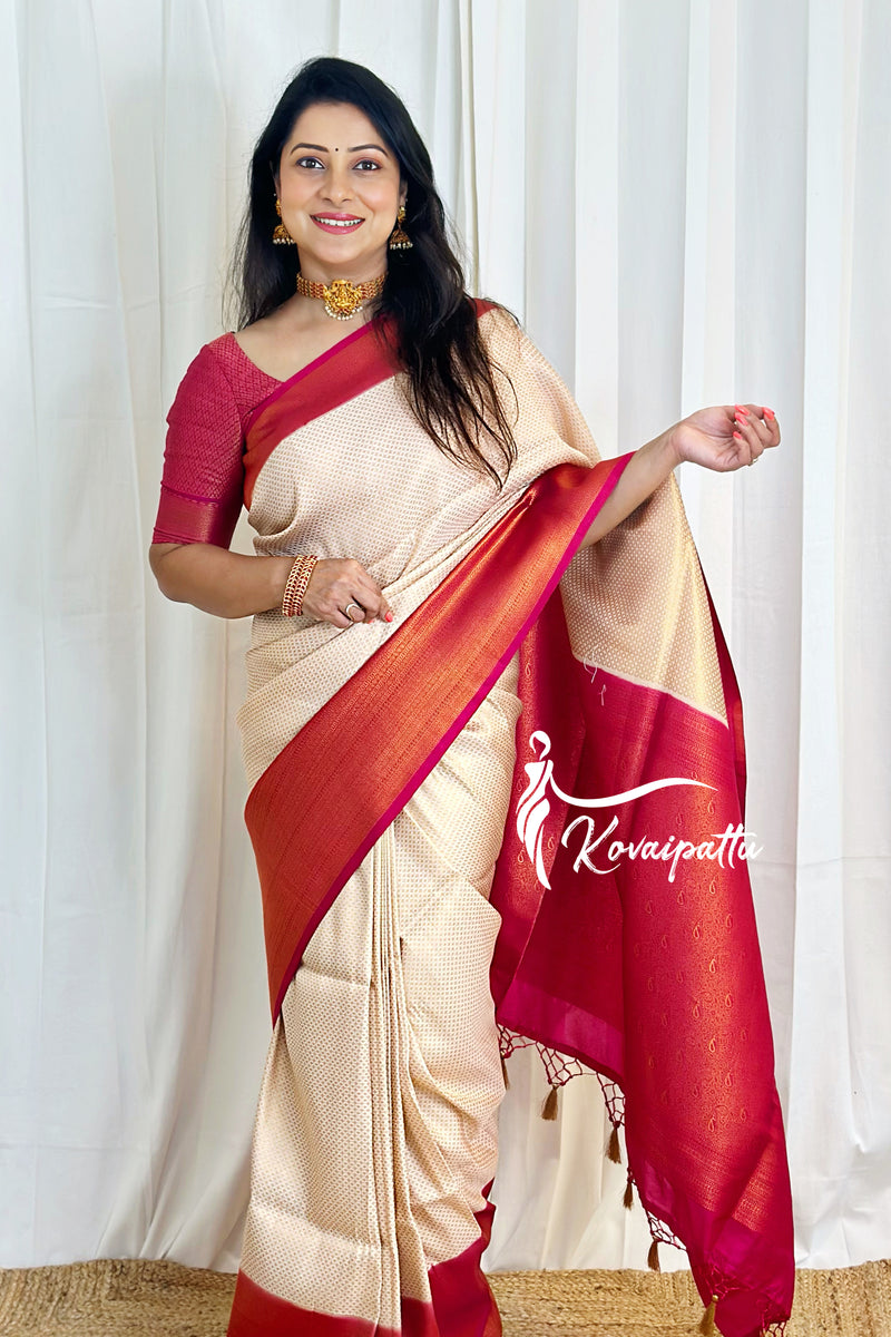 Emma Pearl white with Pink – Kovaipattu